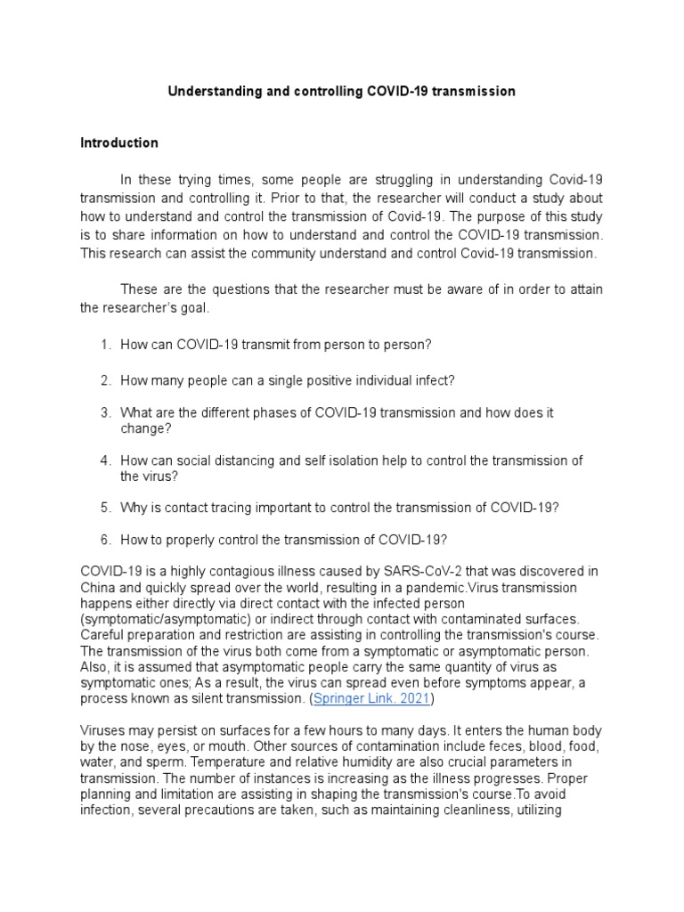 Research Paper | Descargar gratis PDF | Transmission (Medicine) | Infection