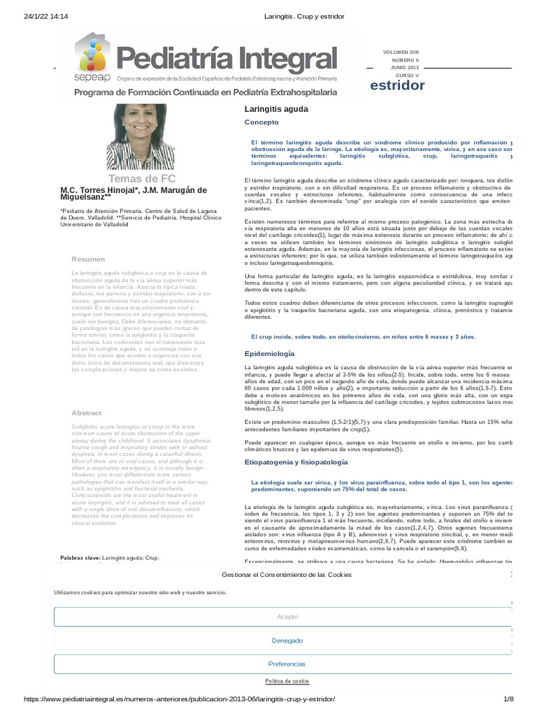 Laringitis aguda: Crup y estridor en niños | PDF | Medicina ...