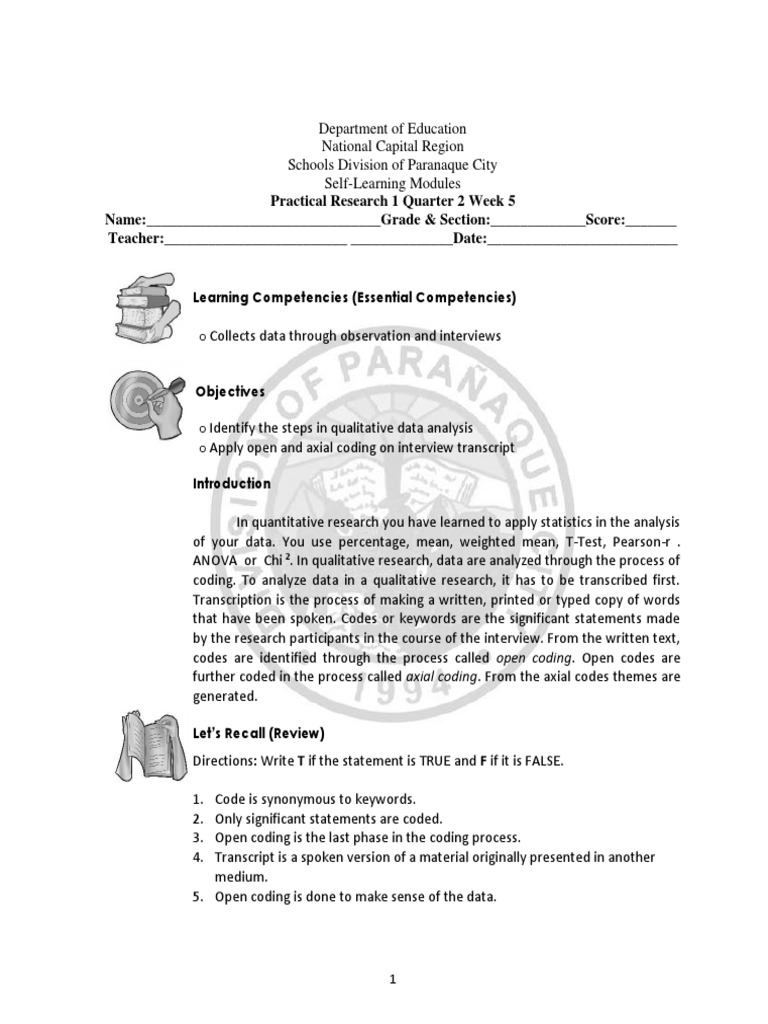 Practical Research 1 Quarter 2 Week 5 Name: - Grade & Section: - Score: - Teacher: - Date | PDF ...