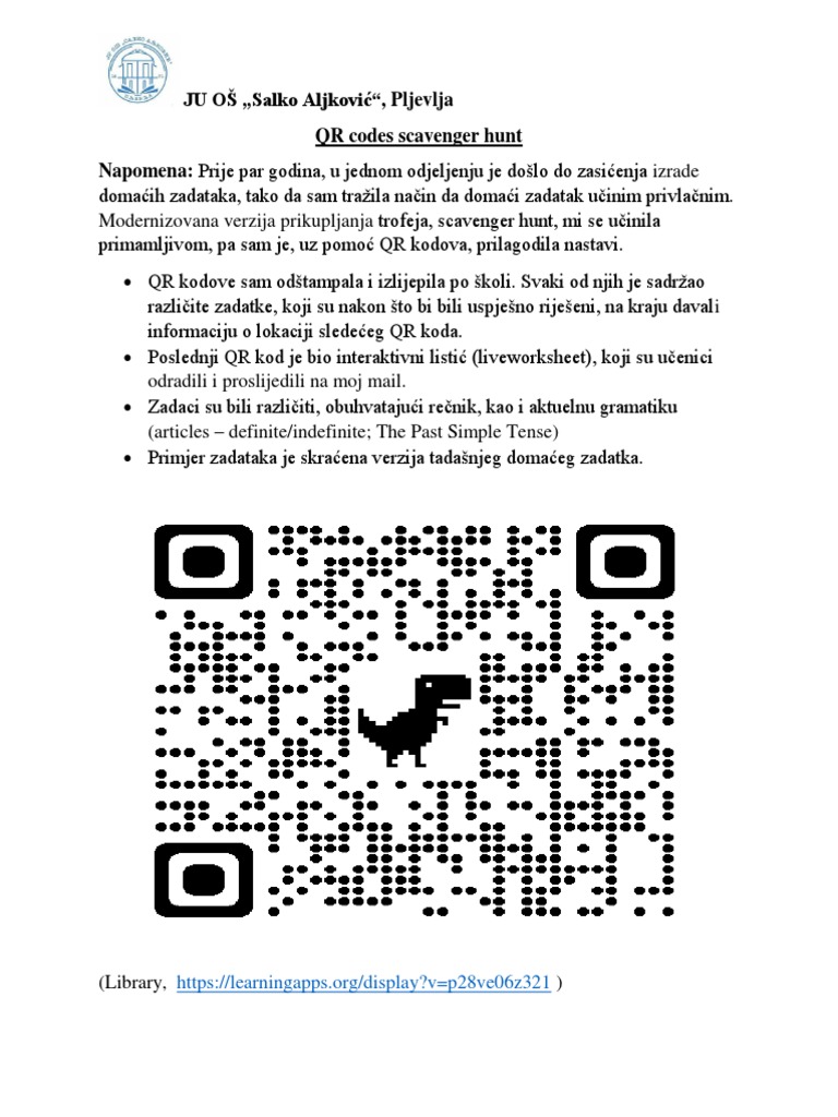 QR Codes Scavenger Hunt Samira Kodovi | PDF