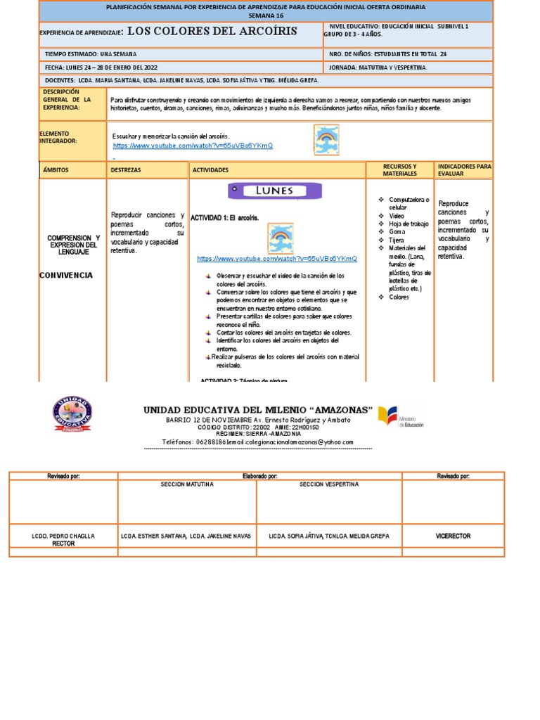 LOS COLORES DEL ARCOIRIS Semana 16 | PDF | Aprendizaje | Cognición