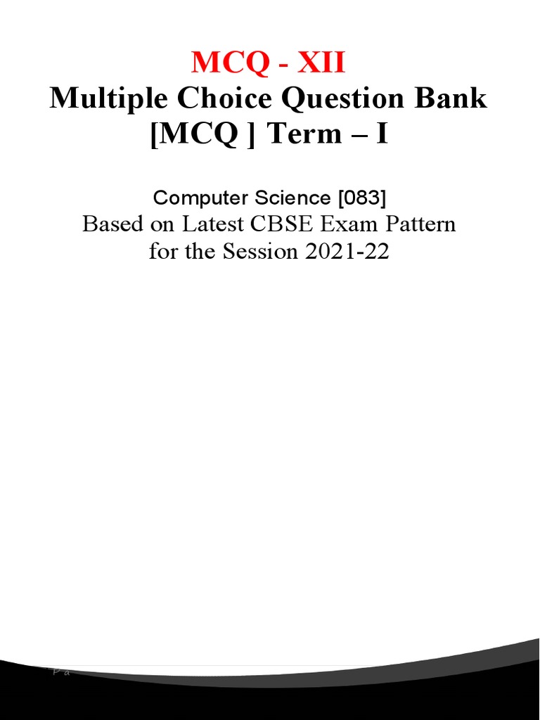 Multiple Choice Question Bank (MCQ) Term - I | Download Free PDF | Parameter (Computer ...