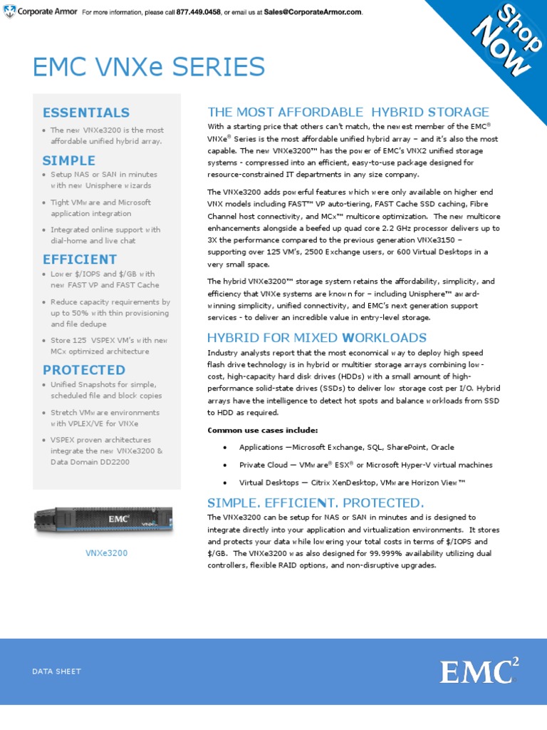 EMC Vnxe 3200 Series Datasheet | PDF | Solid State Drive | V Mware EMC Vnxe 3200 Series Datasheet | PDF | Solid State Drive | V Mware