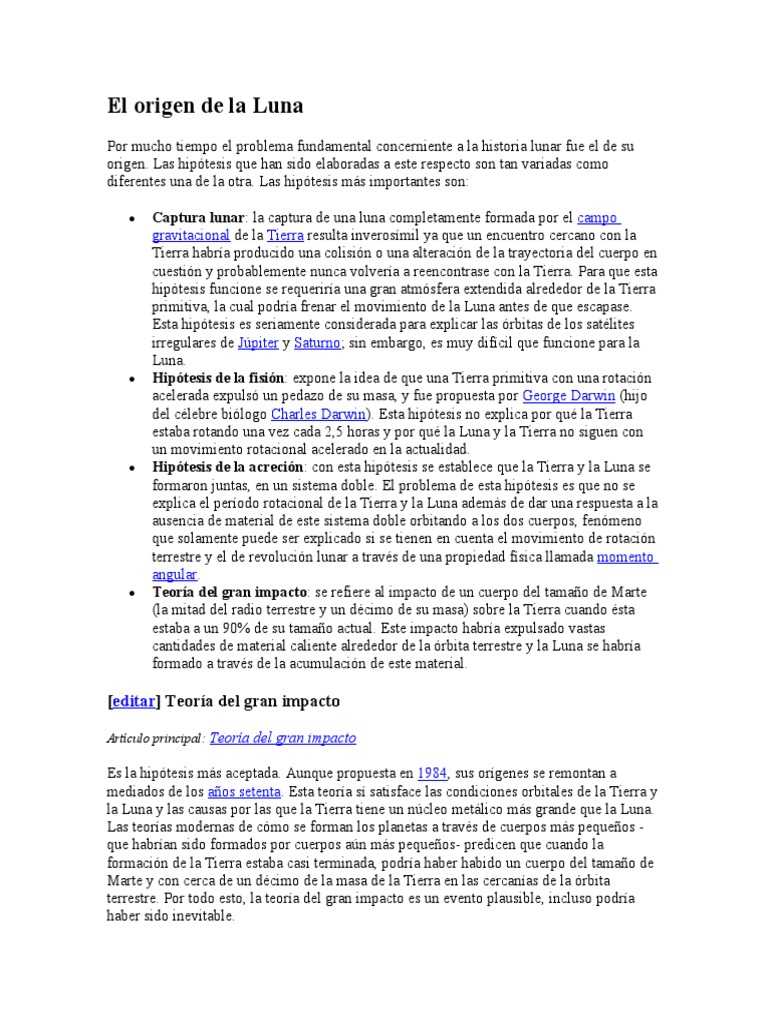 El Origen de La Luna | PDF | Planetas terrestres | Planetas