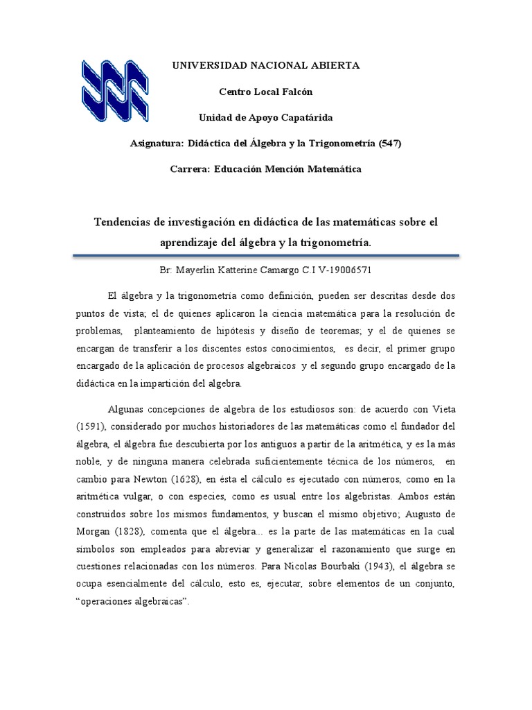 Resumen 1 El Álgebra y La Trigonometría | PDF | Álgebra | Números