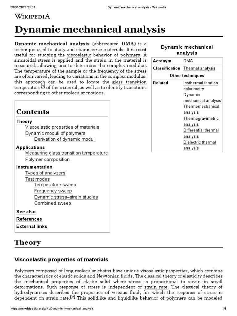 Dynamic Mechanical Analysis - Wikipedia | Download Free PDF ...