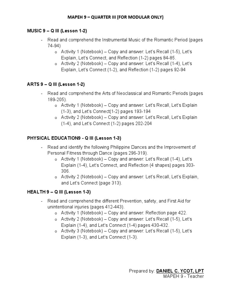 Module 9 Quarter III Activity | PDF