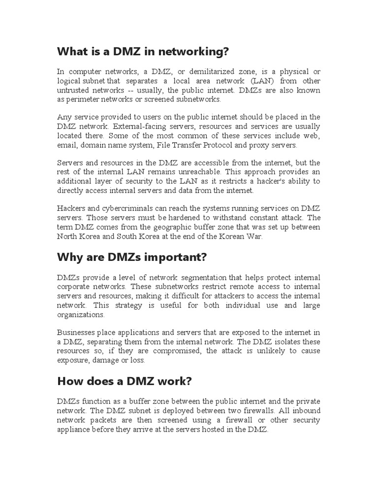 What Is A DMZ in Networking? | PDF | Computer Network | Security ...