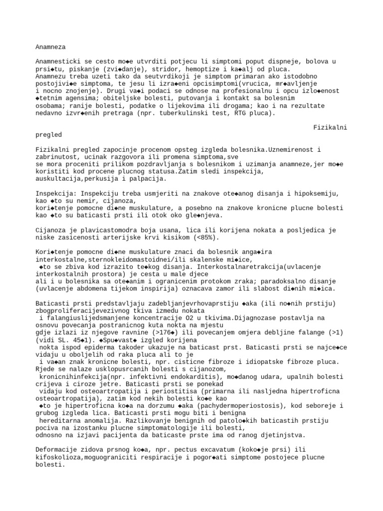 Anamneza Bolesnika I Fizikalni Pregled | PDF