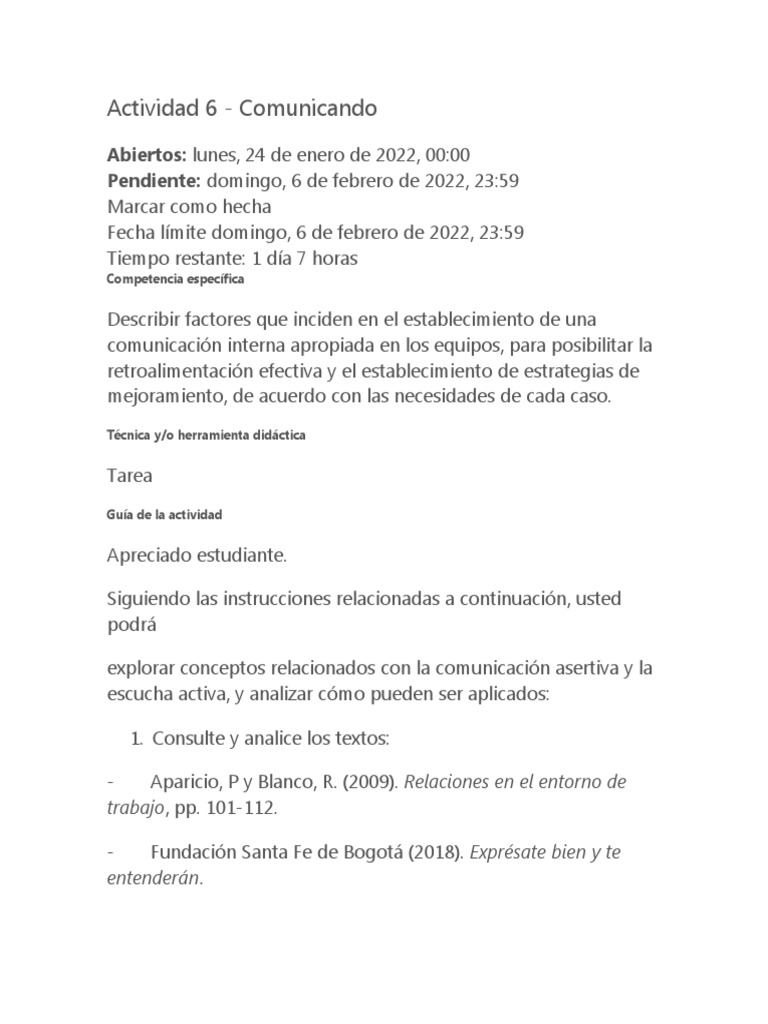 Actividad 6 - Comunicando | PDF