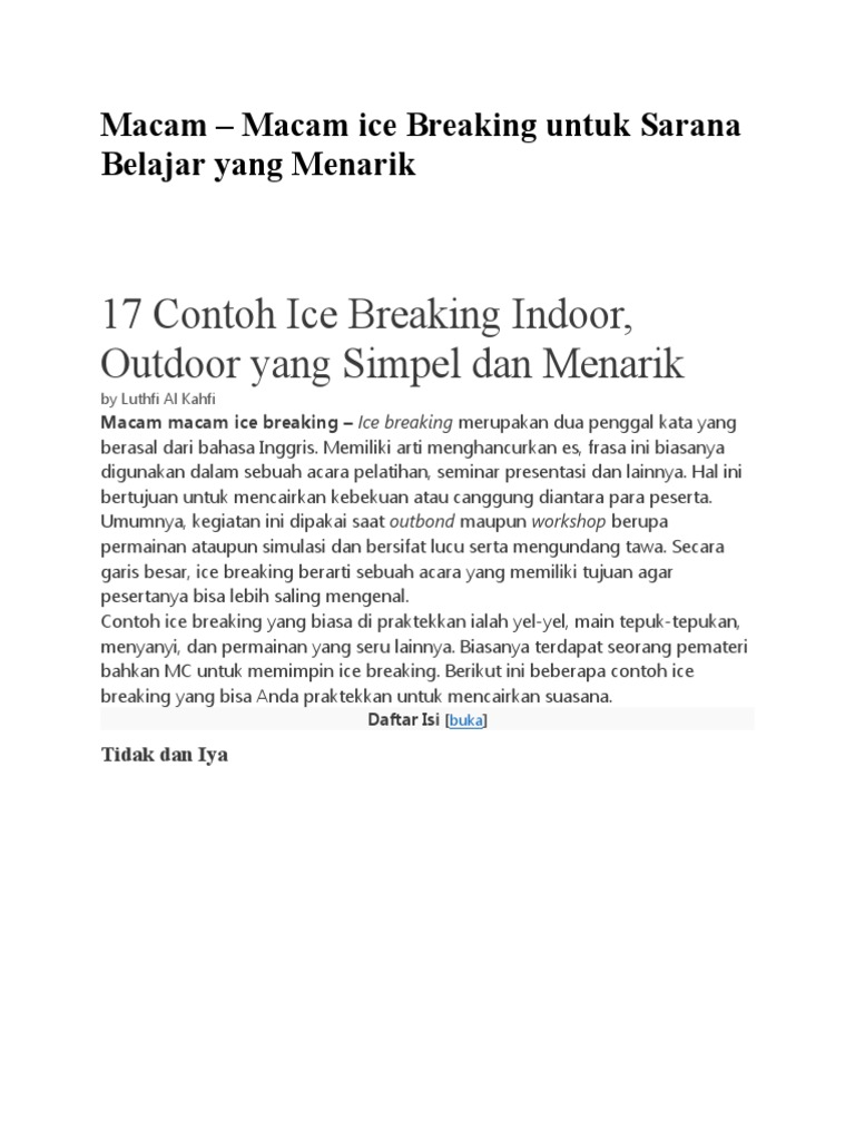Macam - Macam Ice Breaking | PDF