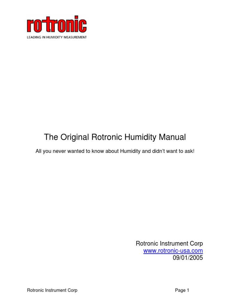 Rotronic Humidity Handbook - Unlocked | PDF | Humidity | Gases
