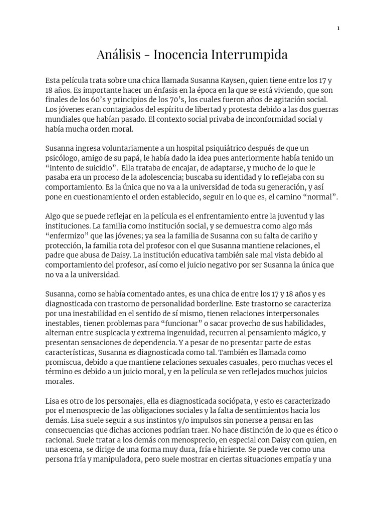 An analysis of the film Girl, Interrupted and its portrayal of mental ...