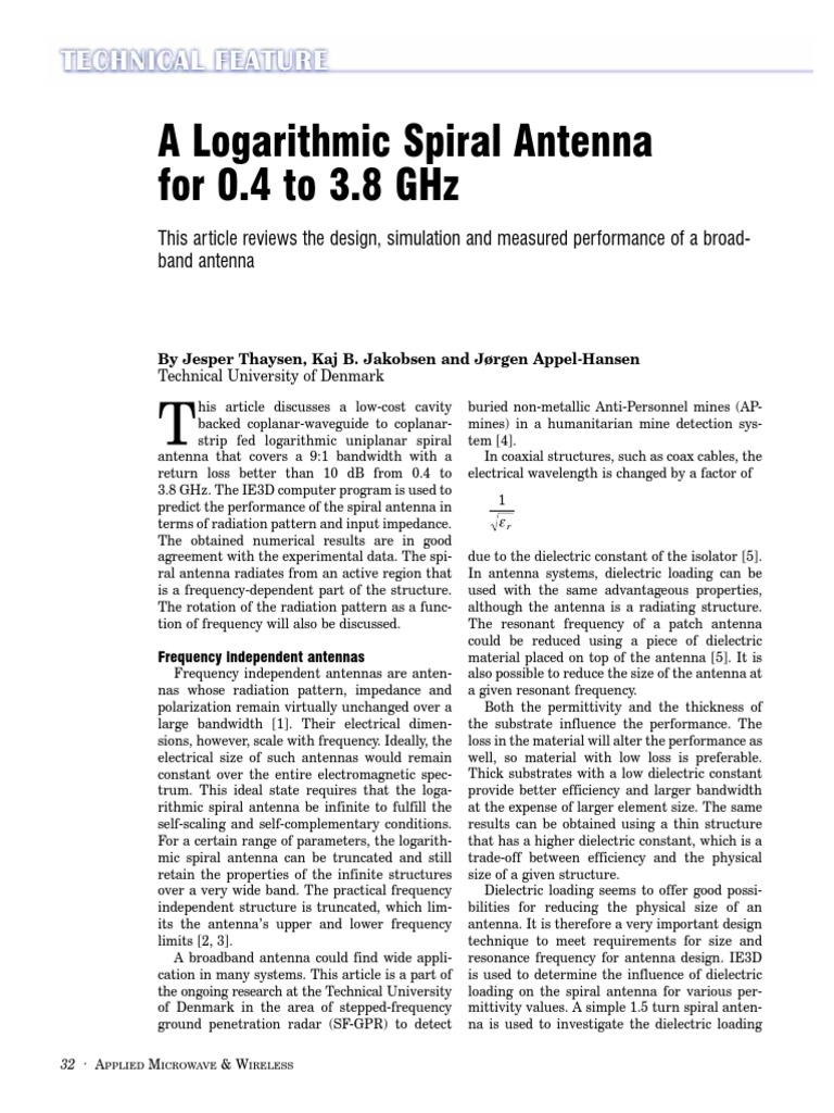 Spiral Antenna | PDF | Antenna (Radio) | Dielectric