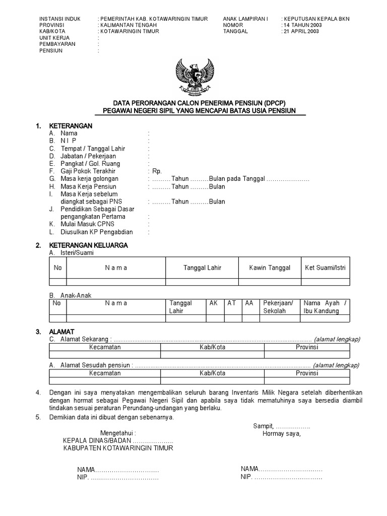 Form PENSIUN, MPP, DPCP, Etc - FINAL | PDF