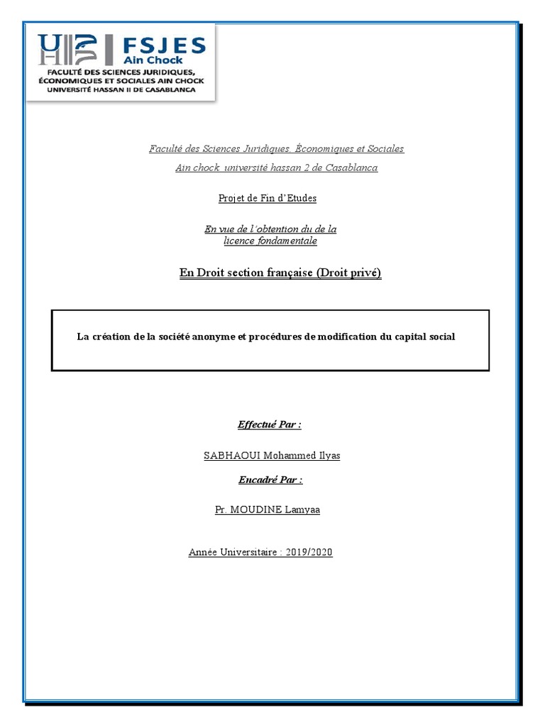 My PFE | PDF | Actionnaire | Sociétés