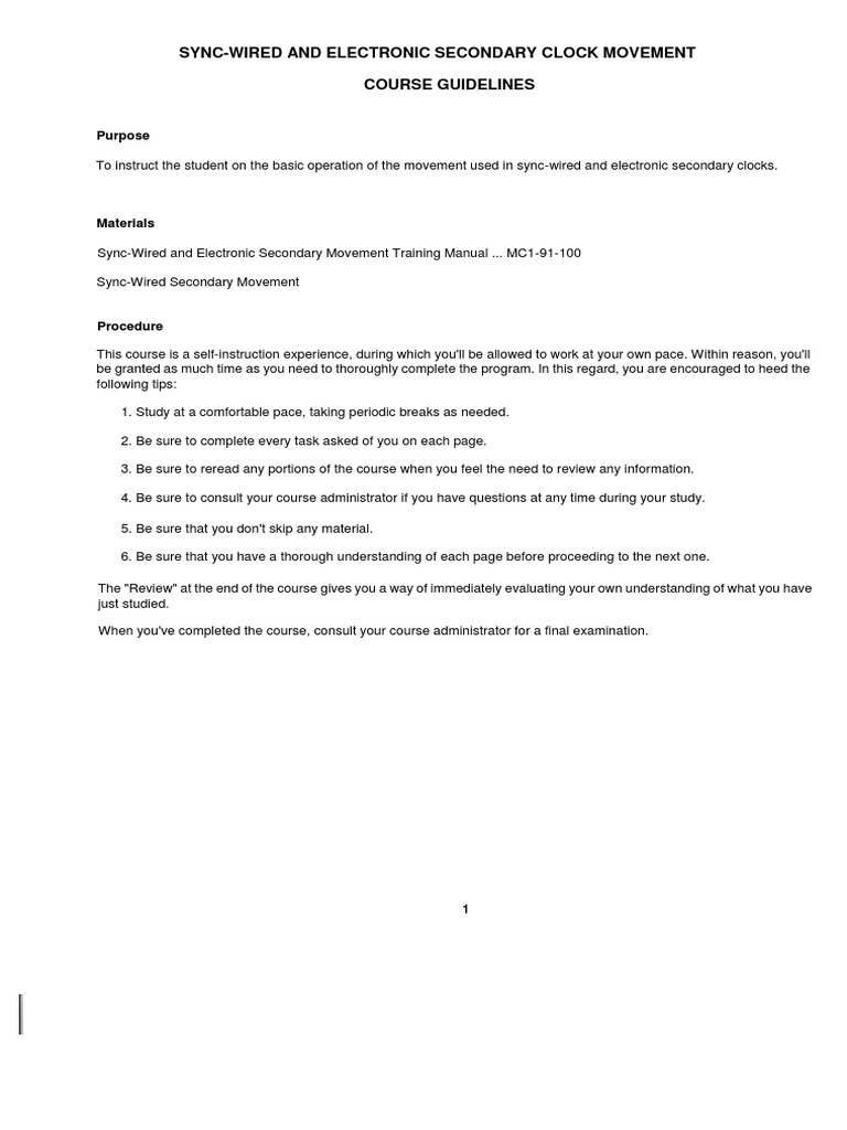 Simplex Sync Clock Wired Movement Instructions | PDF | Electric Motor | Gear