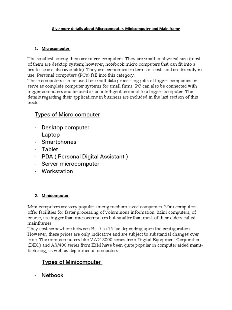 Types of Micro Computer - Desktop Computer - Laptop - Smartphones ...