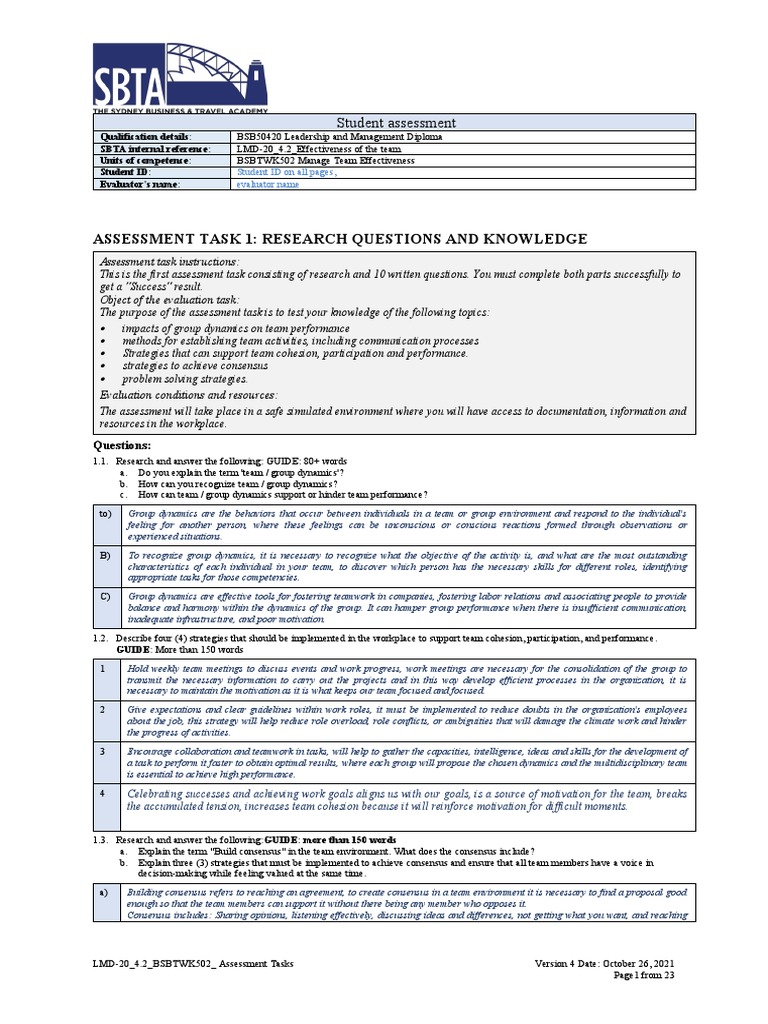 Assessment Task 1: Research Questions and Knowledge | PDF | Educational ...