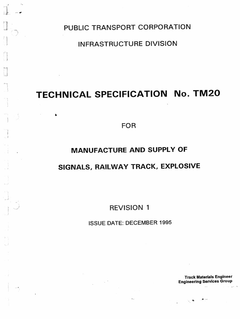 TM20 (1.0) Manufacture and Supply of Signals, Railway Track, Explosive ...