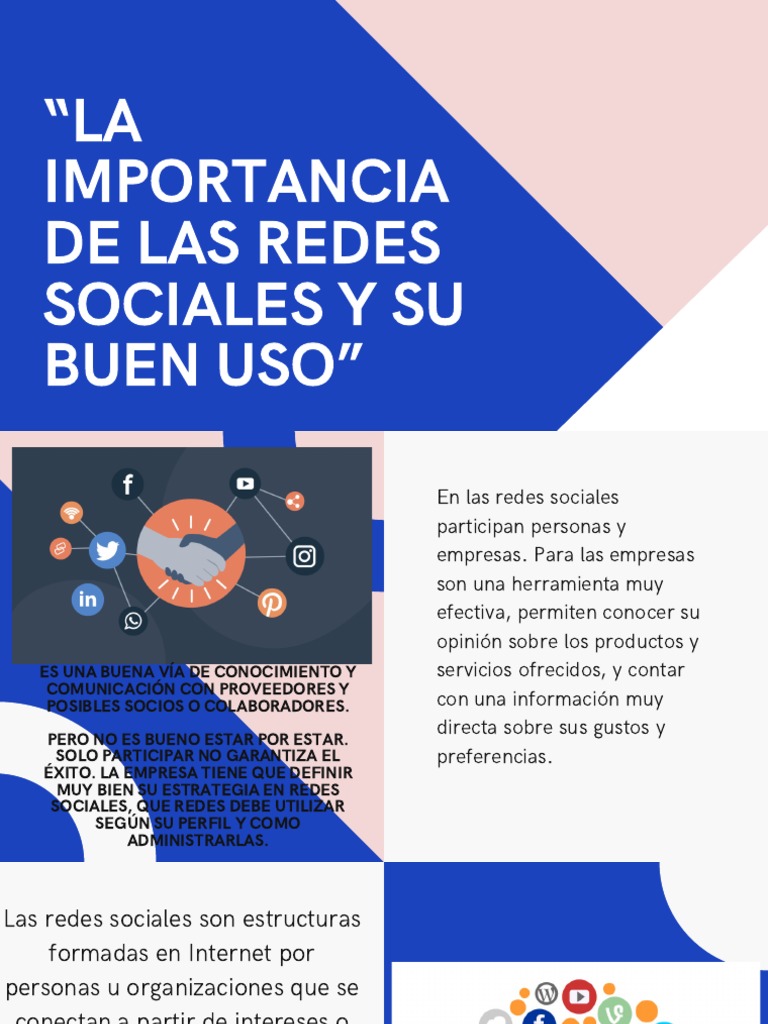 La Importancia de Las Redes Sociales y Su Buen Uso | Descargar gratis PDF | Servicio de redes ...