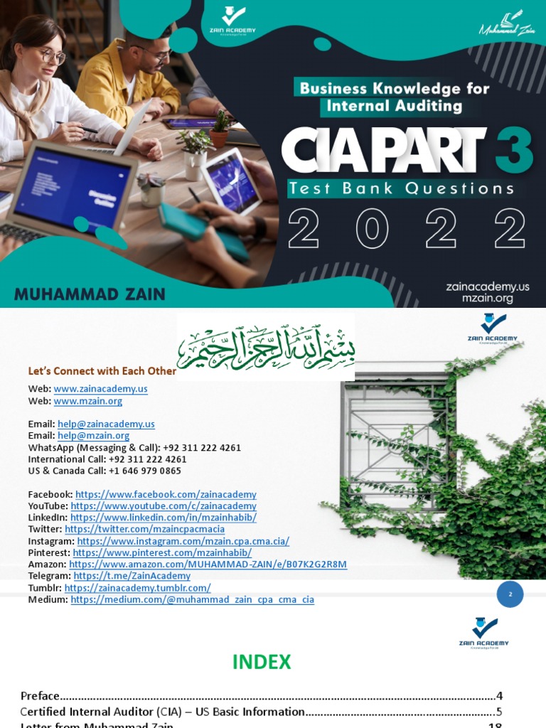 Snippet of CIA Part 3 Test Bank Questions 2022 | PDF | Test (Assessment ...