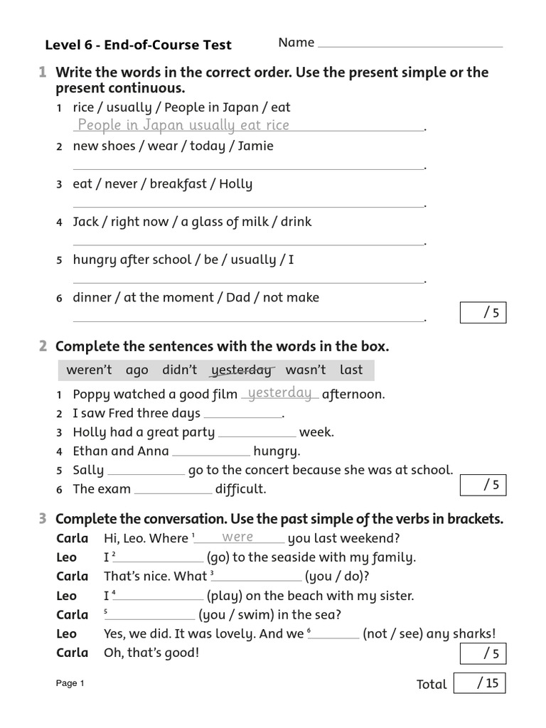 Level 6 - End-Of-Course Test | PDF | Linguistics | Grammar
