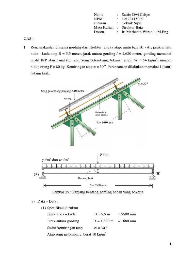 023b. Struktur Baja - Satrio Dwi Cahyo - UAS Revisi Oke | PDF | Metode ...