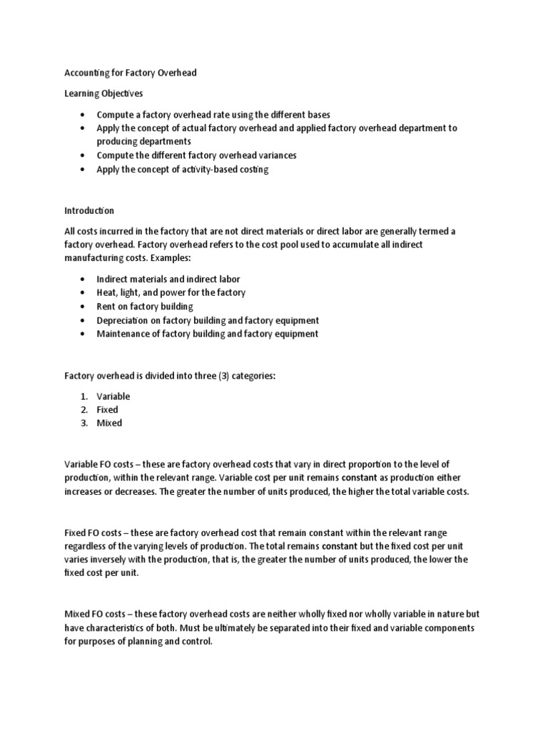 Accounting For Factory Overhead | PDF | Cost | Cost Of Goods Sold