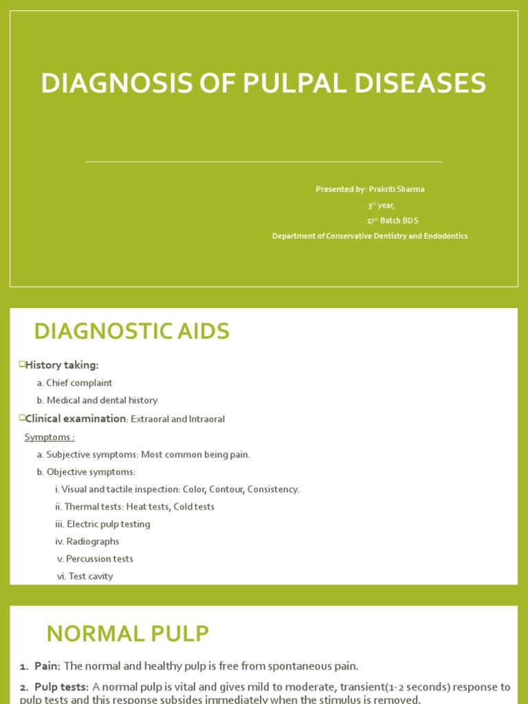 Pulpal Disease Diagnosis and Classification | PDF | Mouth | Dental Anatomy