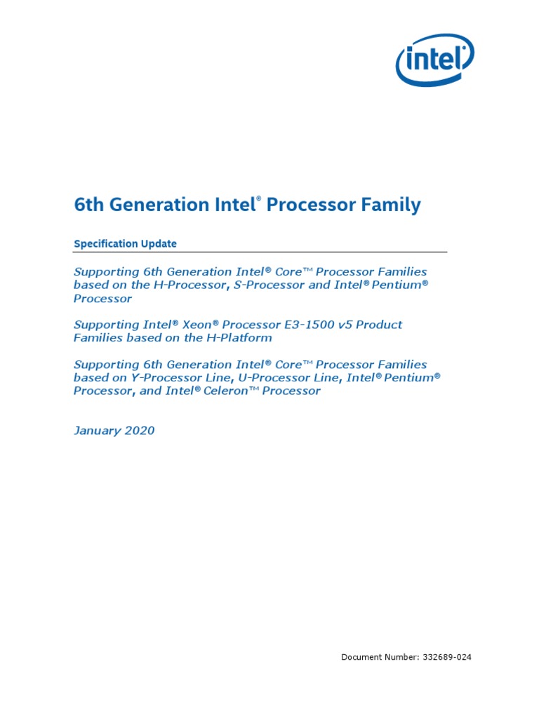 024 6th Generation Intel Processor Family Spec Update | PDF | Intel | Central Processing Unit