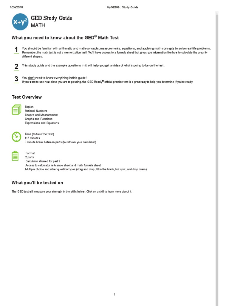 GED Study-Guide Math | PDF | Area | Equations