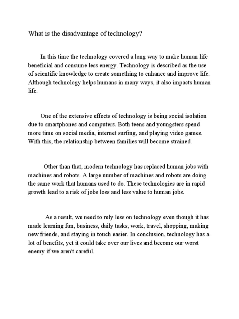 Disadvantages of Technology in Life | PDF