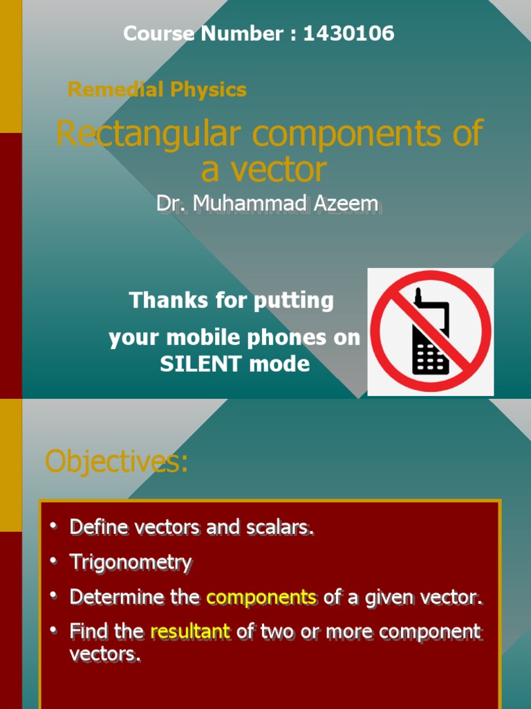Lecture 5 - Vectors and Rectangular Components | PDF | Euclidean Vector ...