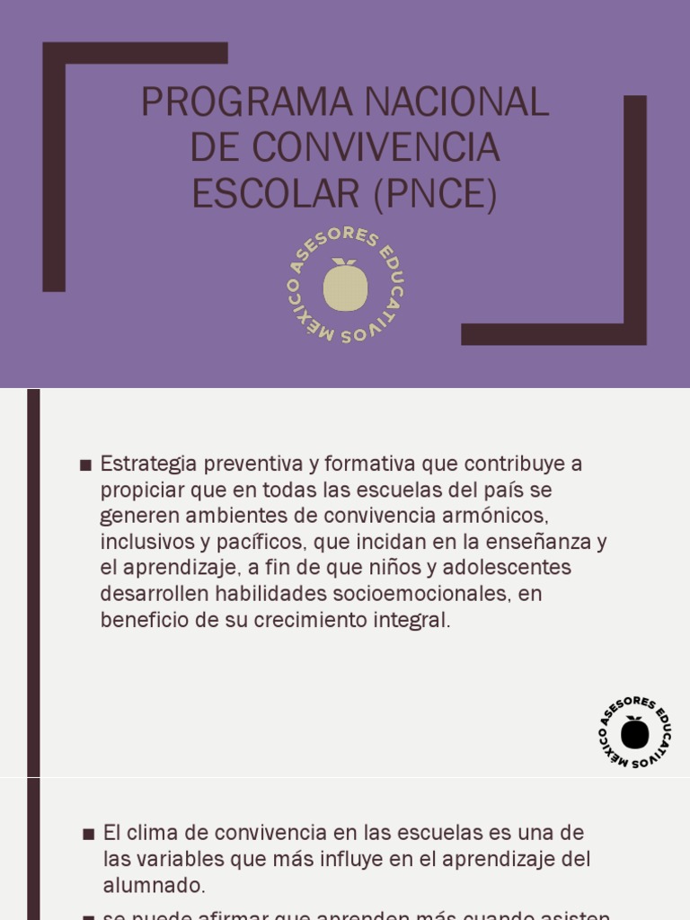 Programa Nacional de Convivencia Escolar | PDF | Autoestima | Aprendizaje