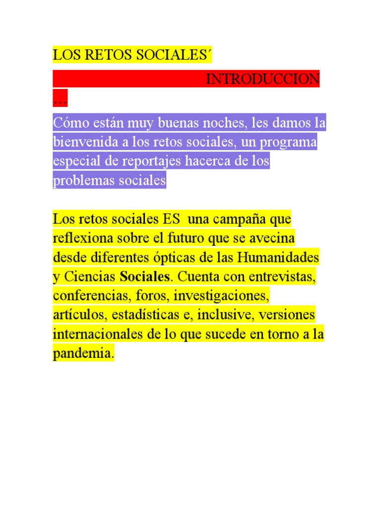 Los Retos Sociales | PDF | Discriminación y relaciones raciales ...