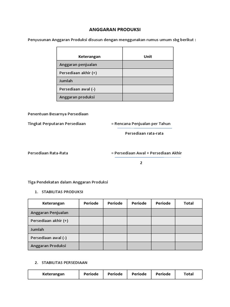 Format Anggaran Produksi | PDF