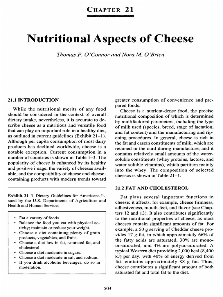 21 Nutritional Aspects of Cheese | PDF | Fat | Cheese
