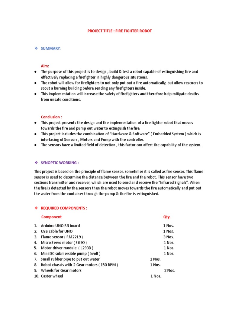 Project File For Robotics | PDF | Fires | Robotics