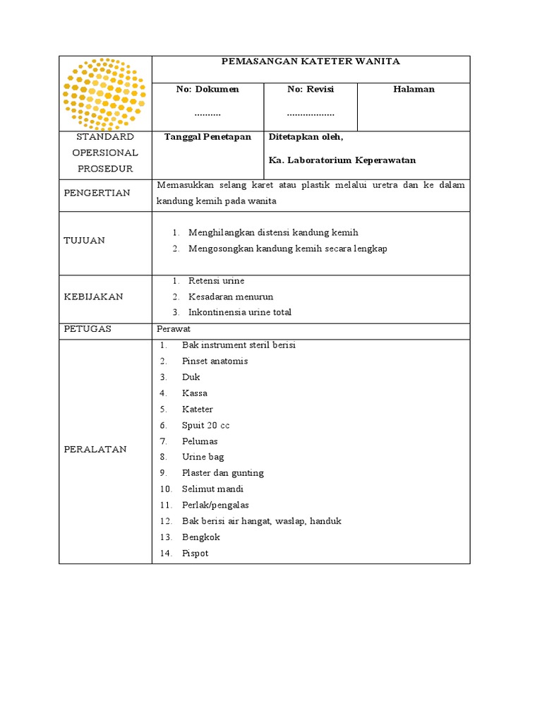 Pemasangan Kateter Wanita | PDF