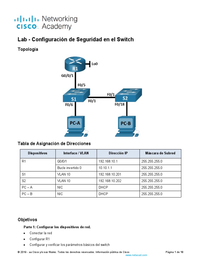 11.6.2 Lab - Switch Security Configuration | PDF | Dirección IP | Telecomunicaciones