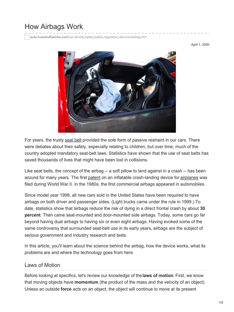 How Airbags Work | PDF | Airbag | Seat Belt