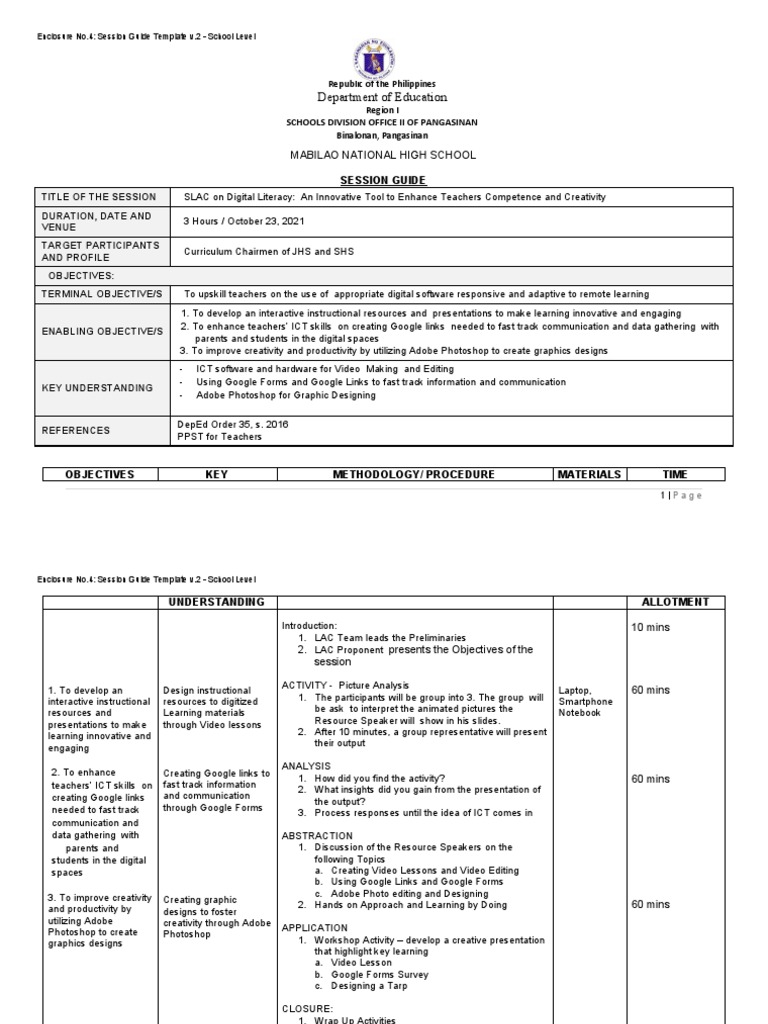 Department of Education: Session Guide | PDF | Educational Technology ...
