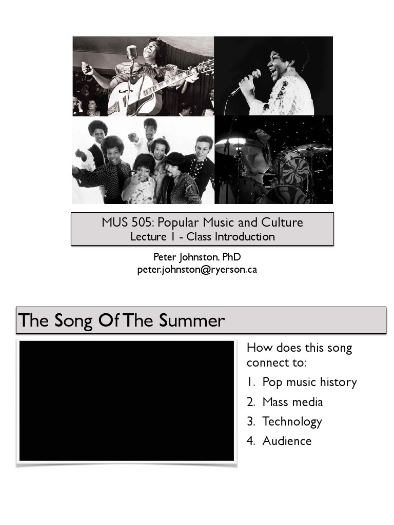 MUS 505: Popular Music and Culture: Lecture 1 - Class Introduction ...
