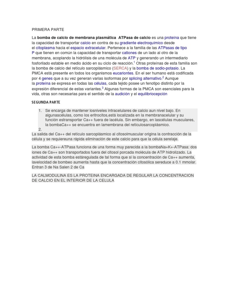 Función de la Bomba de Calcio ATPasa | PDF | Ciencia y matemáticas