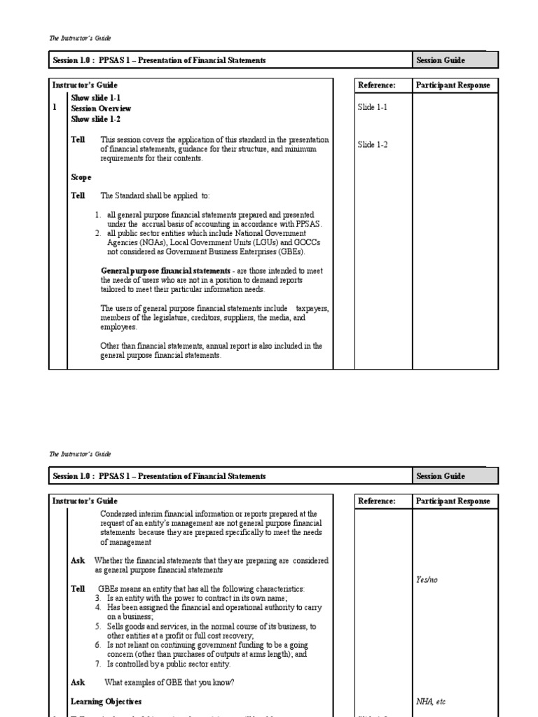 PPSAS 1 Financial Statements Guide | PDF | Financial Statement | Equity ...