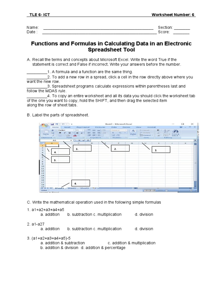 Ict6-Worksheet-No.6 With Key Answer | PDF | Spreadsheet | Function ...