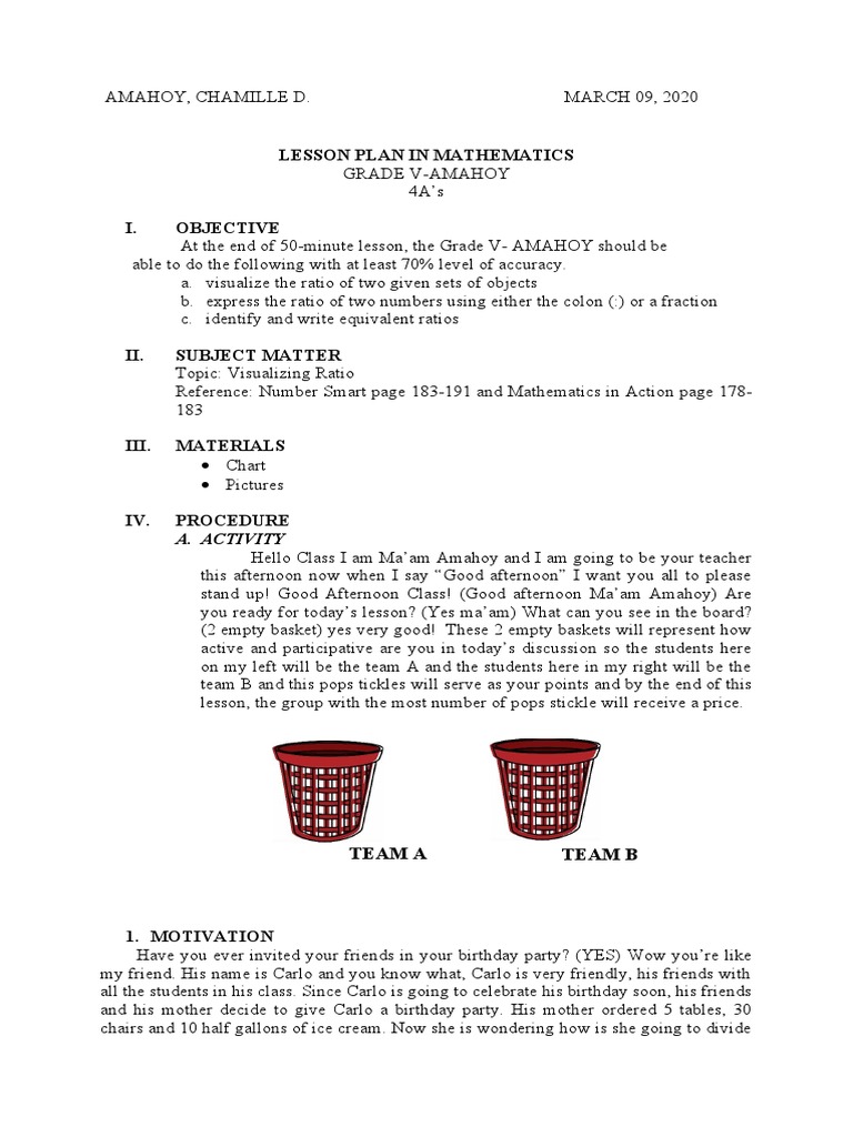 Lesson Plan in Math (Ratio) | PDF | Ratio | Lesson Plan