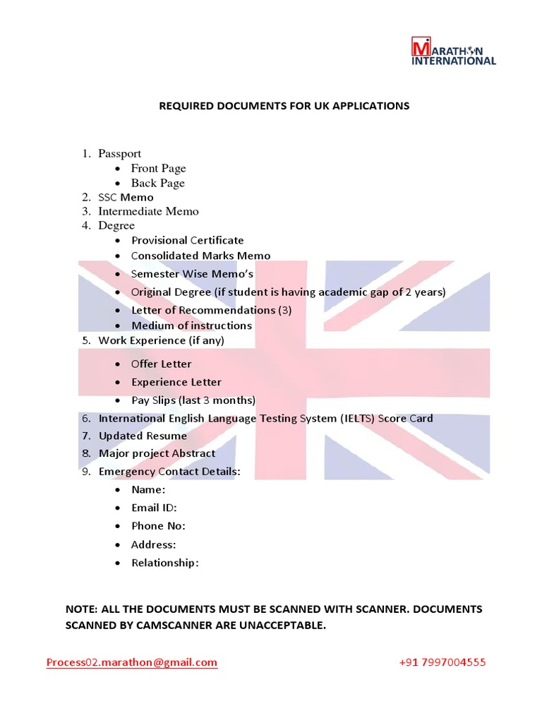 Required Documents For Uk Applications | PDF
