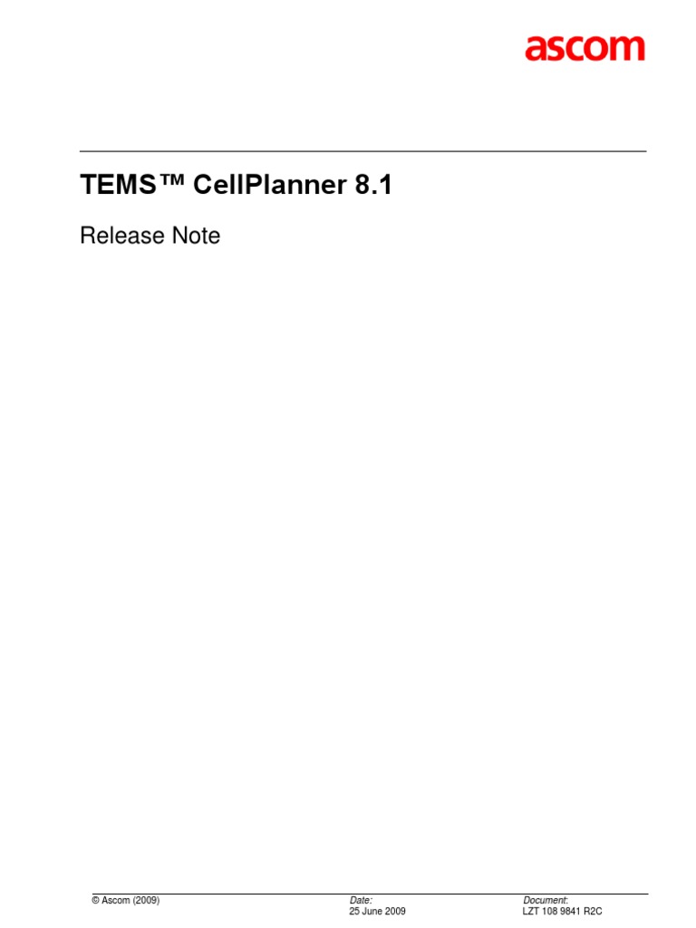 Tems Cell Planner 8.1.2 Release Notes | PDF | High Speed Packet Access ...